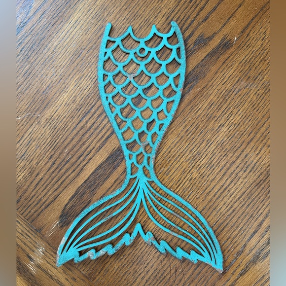 Wall Decor | Adorable Mermaid Tail Wall Hanging Aqua Distressed Metal ...